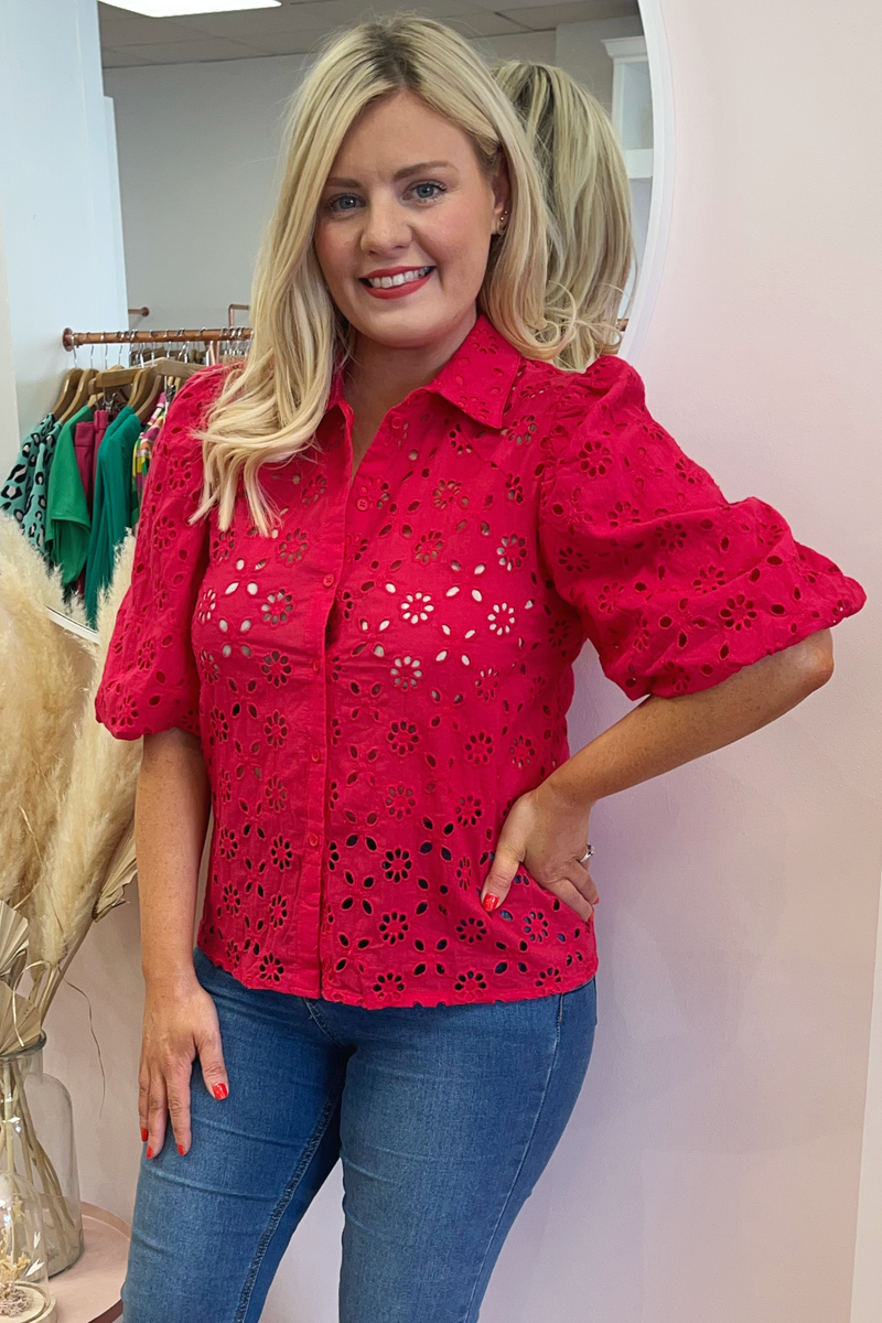 Clara Red Embroidered Blouse | The Dresser Boutique Banbridge Northern ...