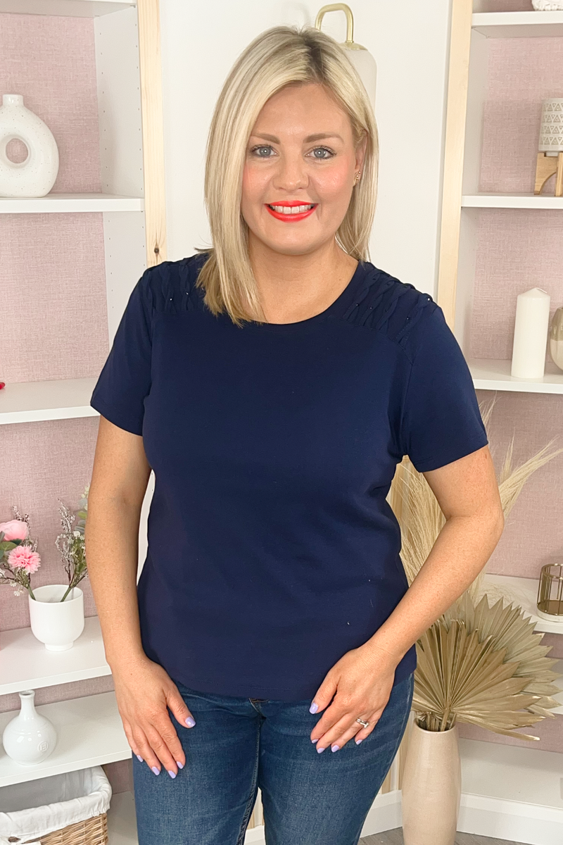 Cynthia Embellished Tee (Navy) | The Dresser Boutique Banbridge ...
