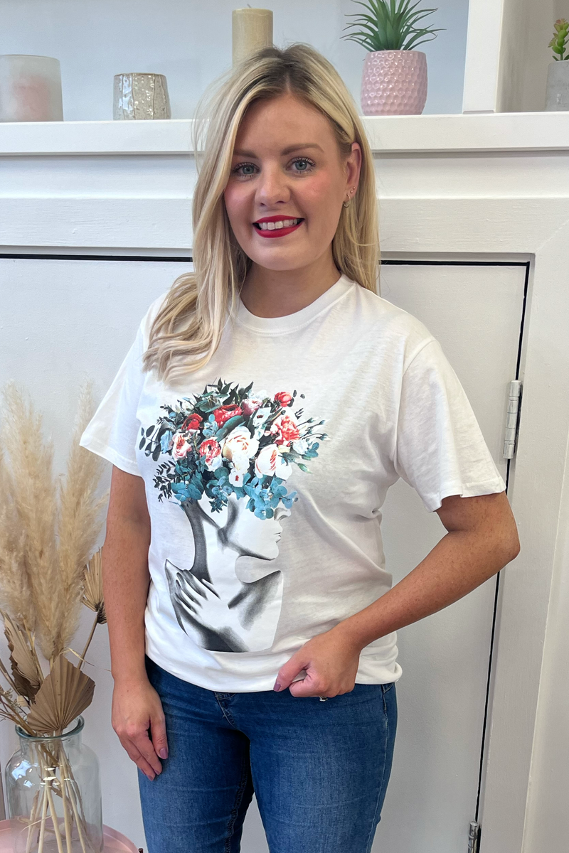 Floral Graphic White Tee | The Dresser Boutique Banbridge Northern Ireland