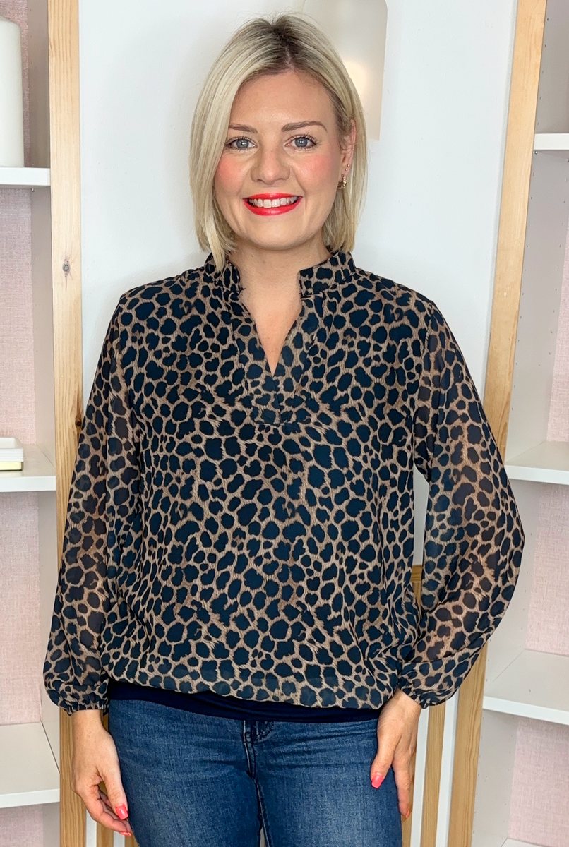 Luna Leopard Banded Top (Navy) | The Dresser Boutique Banbridge ...