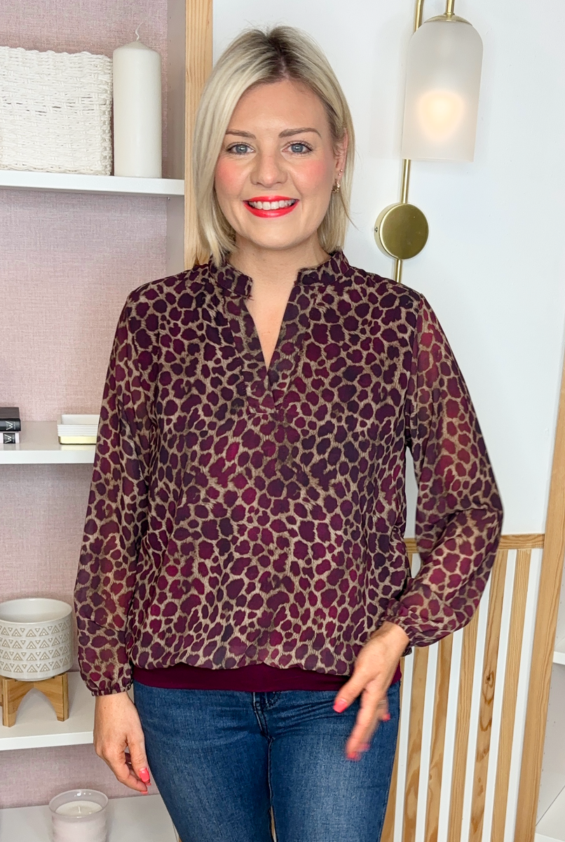 Luna Leopard Banded Top (Plum) | The Dresser Boutique Banbridge ...