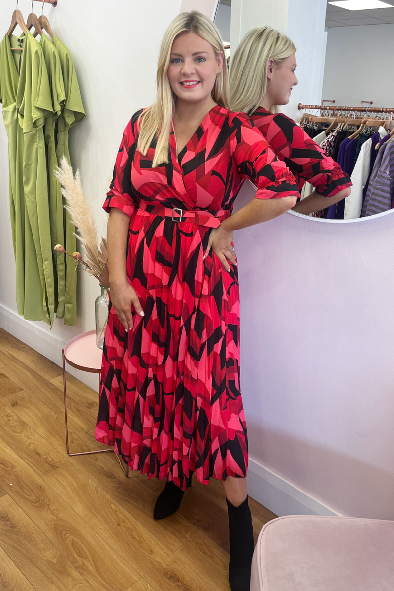 Pippa Berry Abstract Midi Dress | The Dresser Boutique Banbridge ...