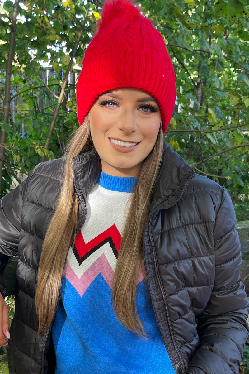 Red Bobble Hat | The Dresser Boutique Banbridge Northern Ireland